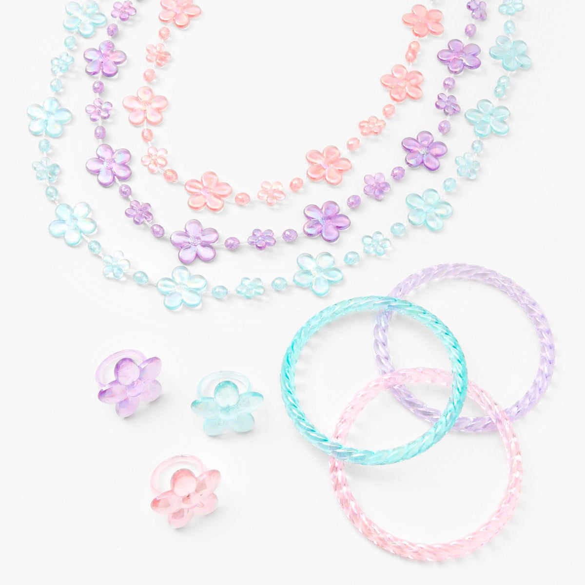 Claire's Club Pastel Flowers Jewelry Set | 9 Pack | Rainbow